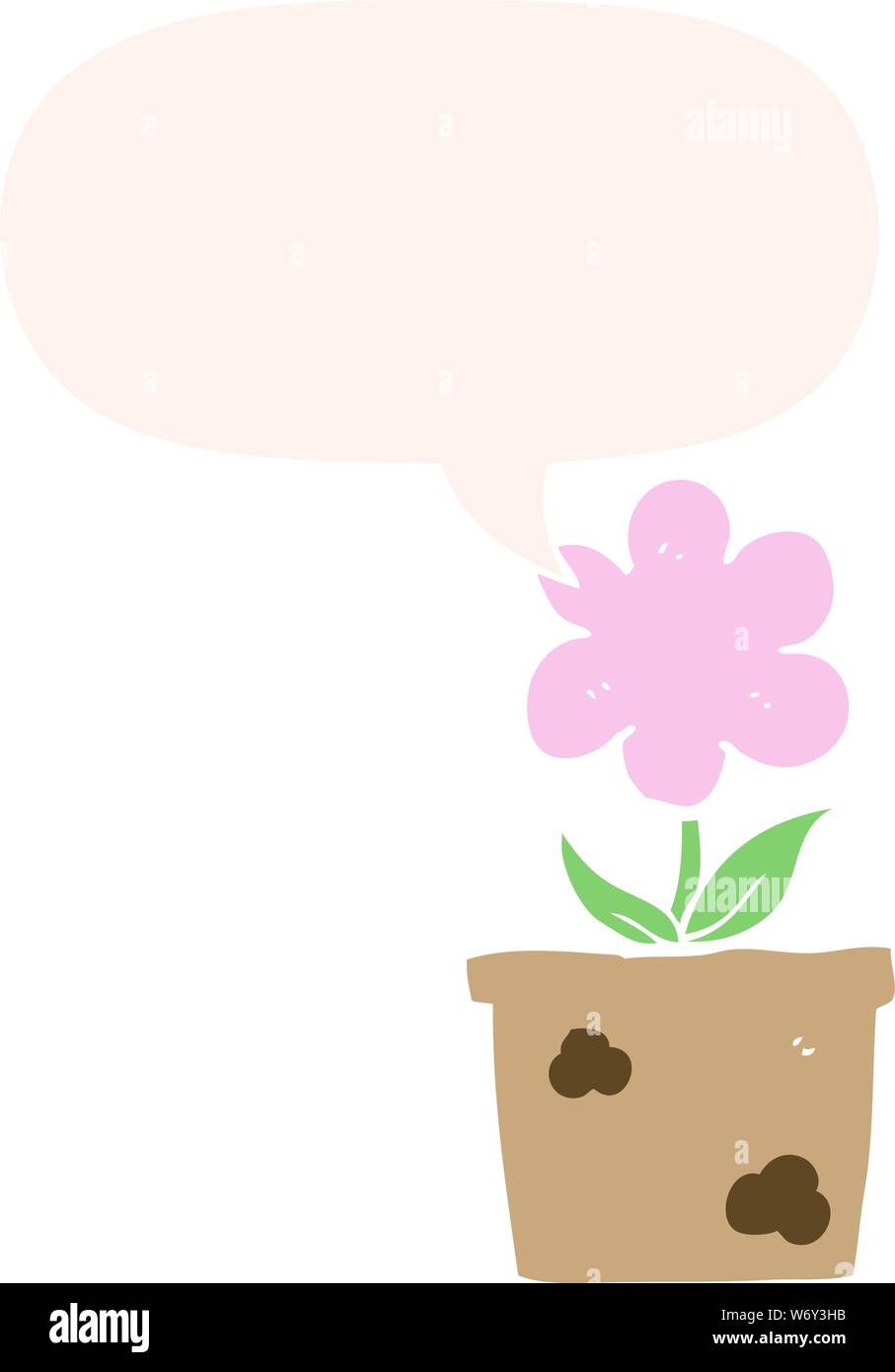 cute cartoon flower with speech bubble in retro style Stock Vector ...