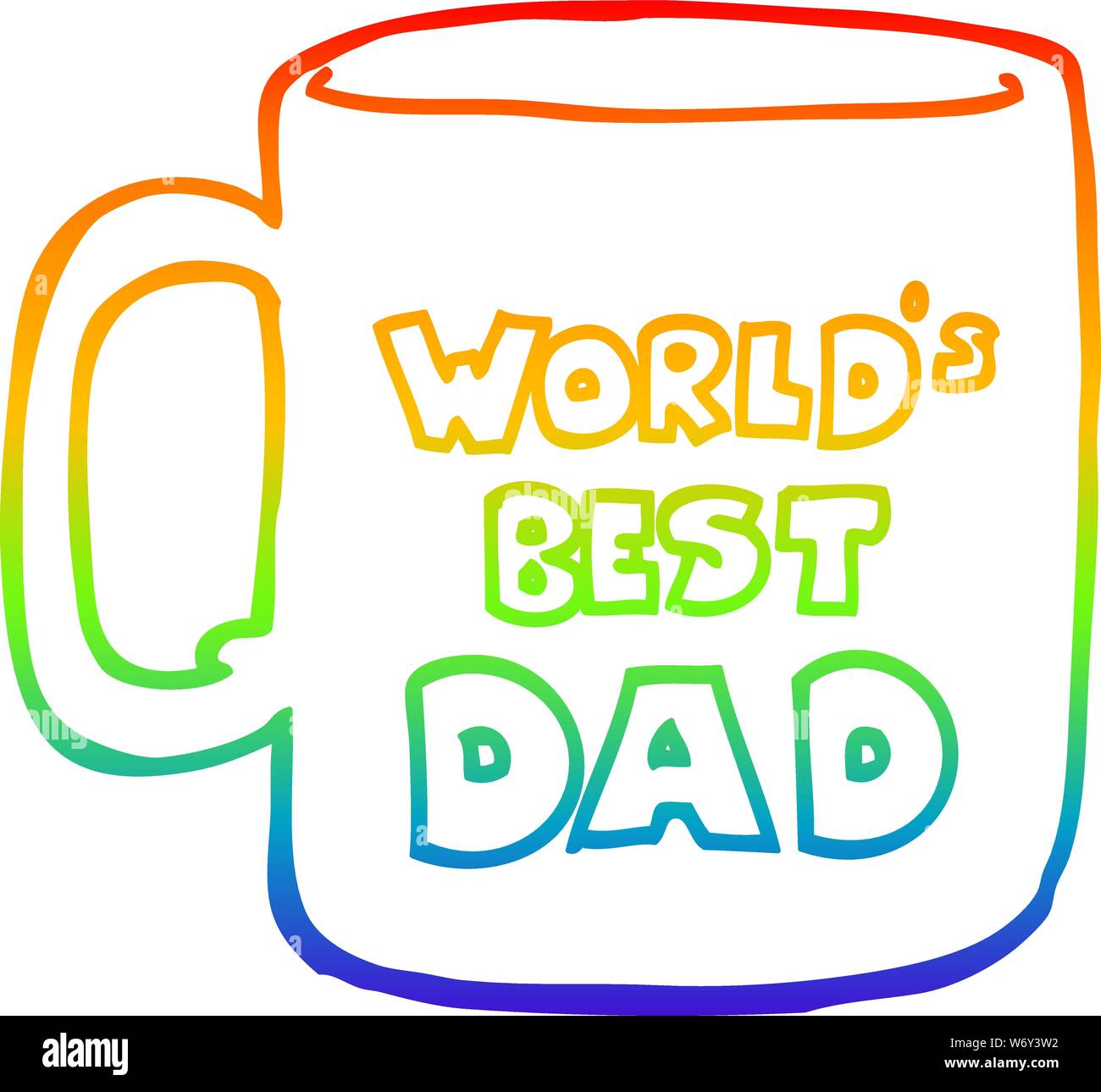 rainbow gradient line drawing of a worlds best dad mug Stock Vector ...