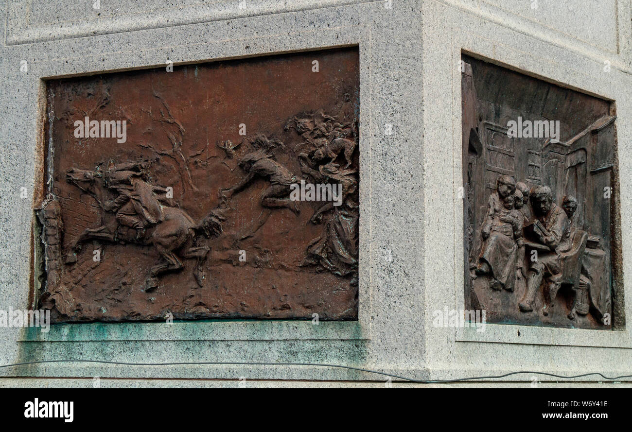 plate on the base of Robert Burns statue showing a scene from Tam O ...