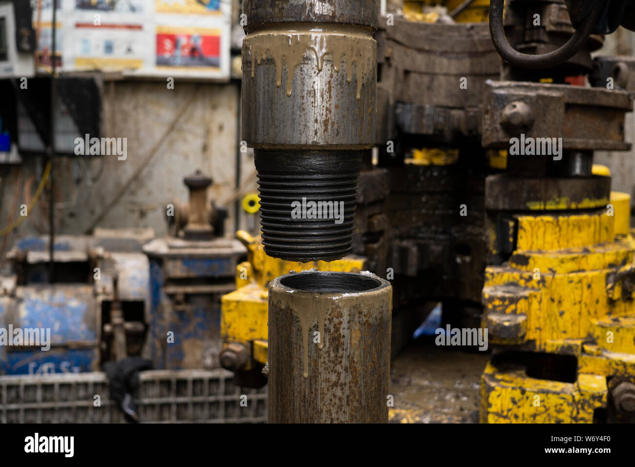 A view for drill pipe connection. View of drilling top drive system on ...