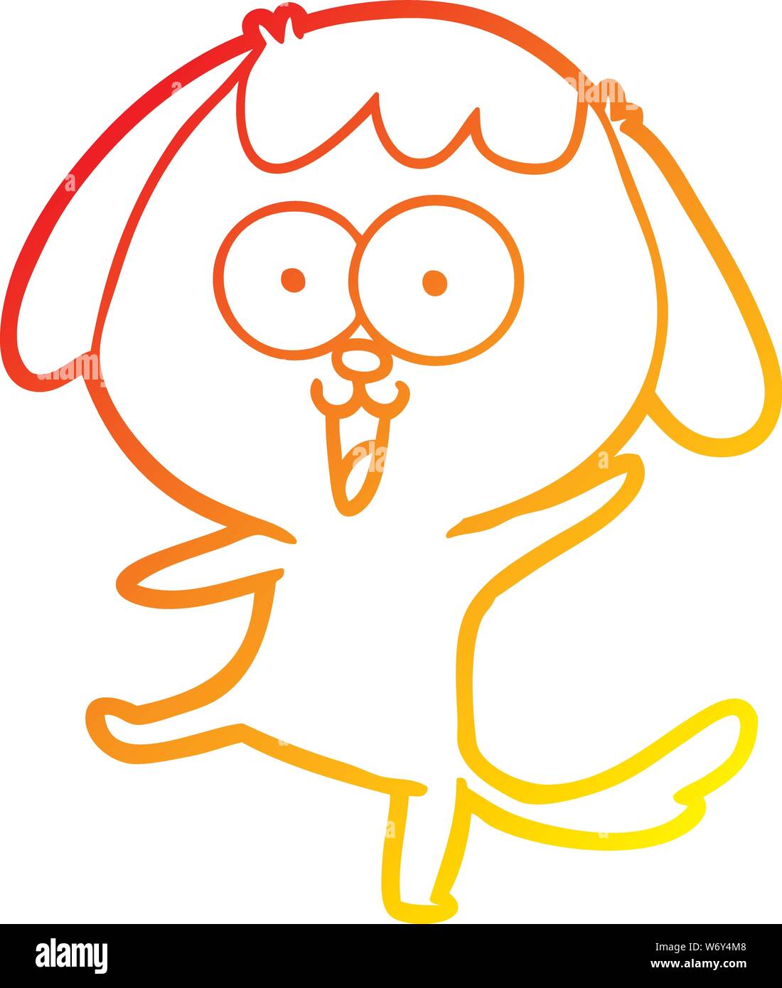 warm gradient line drawing of a cute cartoon dog Stock Vector Image ...