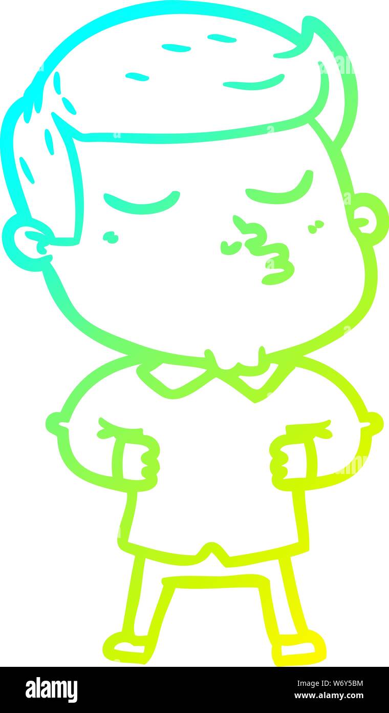 cold gradient line drawing of a cartoon model guy pouting Stock Vector ...