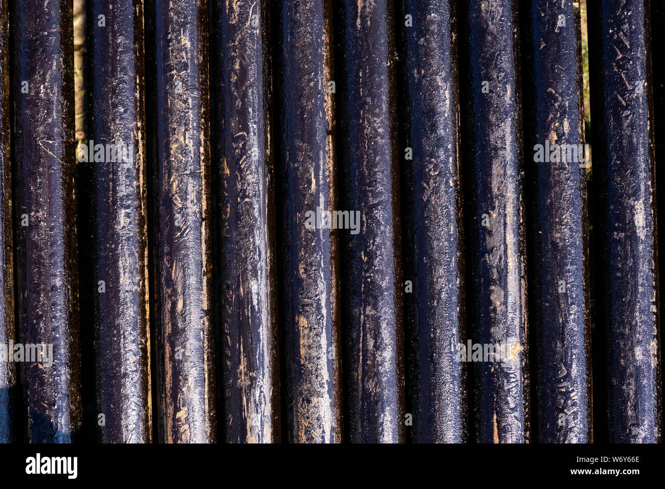 Oil Drill pipe. Rusty drill pipes were drilled in the well section ...