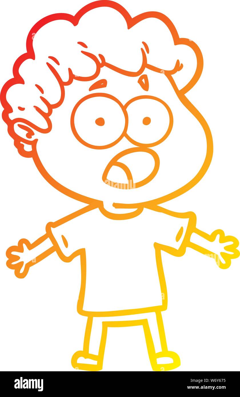 warm gradient line drawing of a cartoon man gasping in surprise Stock ...