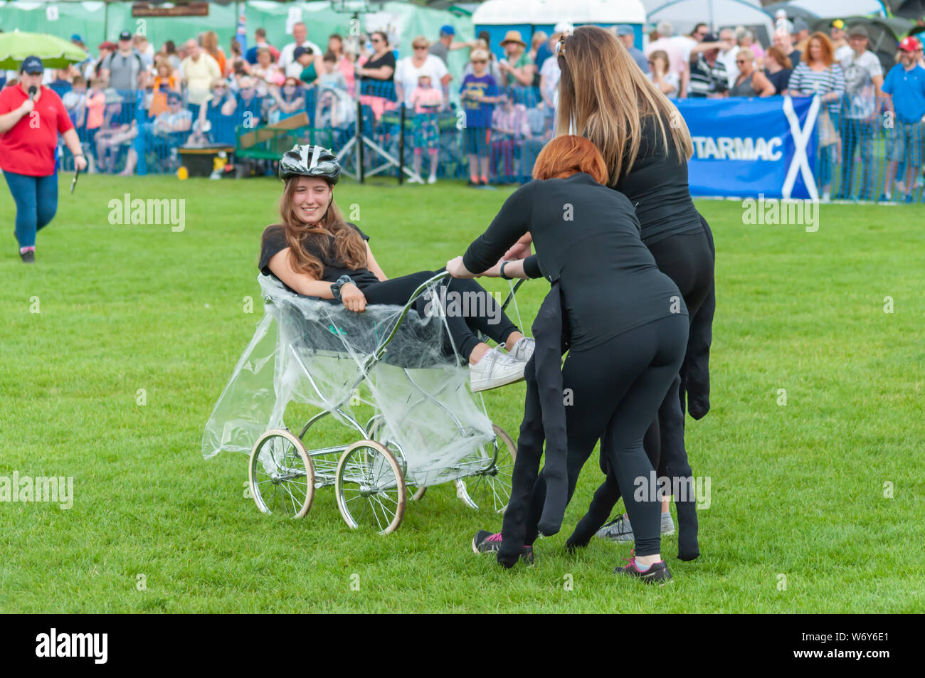 Dundonald, Scotland, UK. 3rd August, 2019. The pram race at the ...
