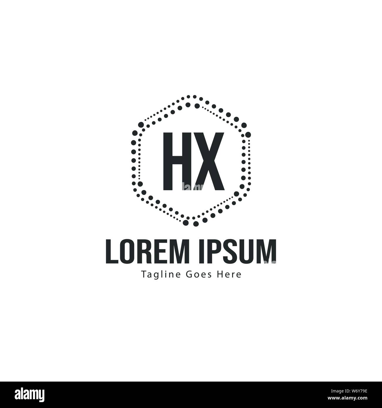 Initial HX logo template with modern frame. Minimalist HX letter logo ...