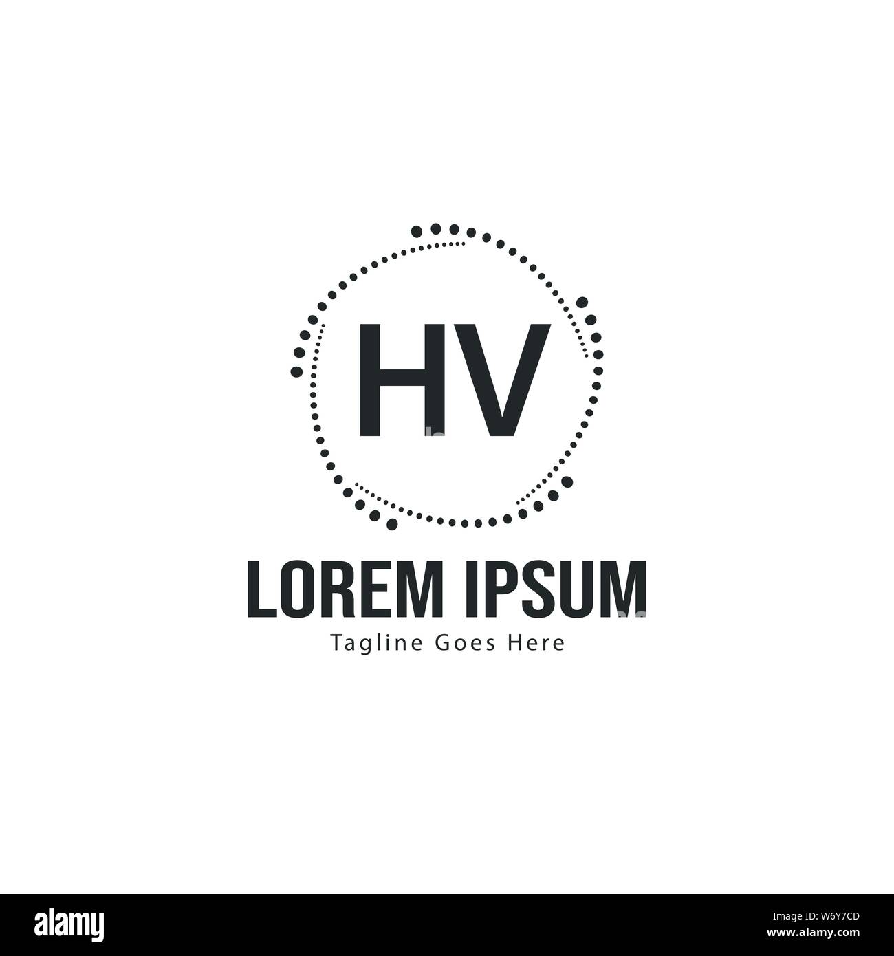 Initial HV logo template with modern frame. Minimalist HV letter logo ...
