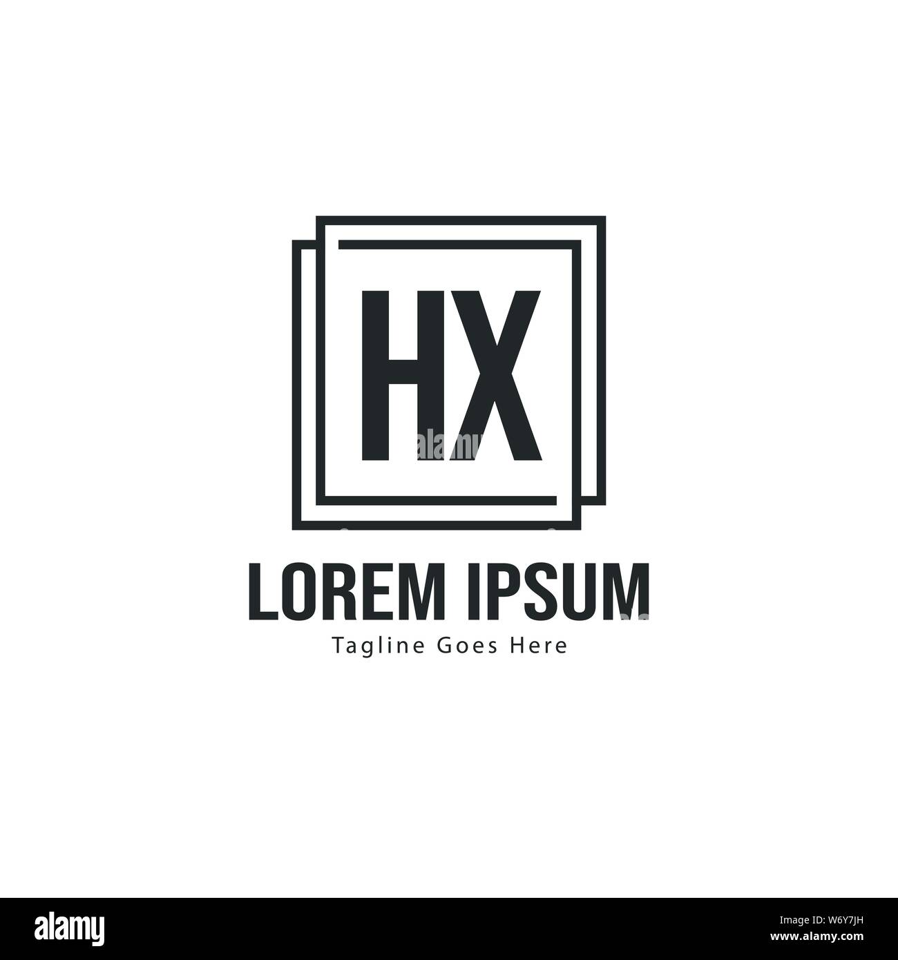 Initial HX logo template with modern frame. Minimalist HX letter logo ...