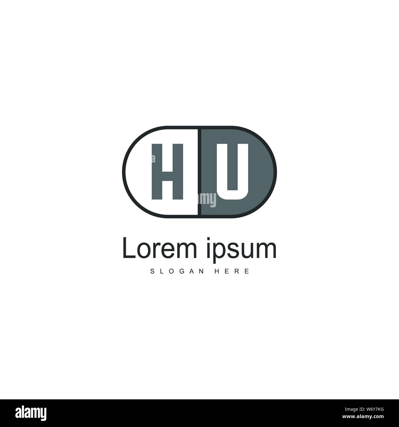 Initial HU logo template with modern frame. Minimalist HU letter logo ...