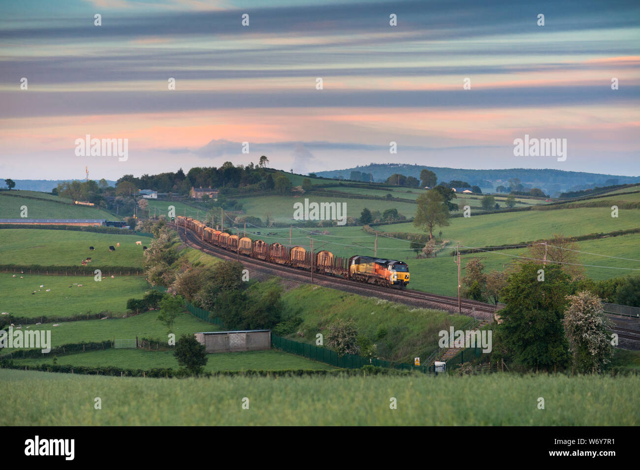 Colas Railfreight class 70 diesel locomotive on the west coast mainline ...