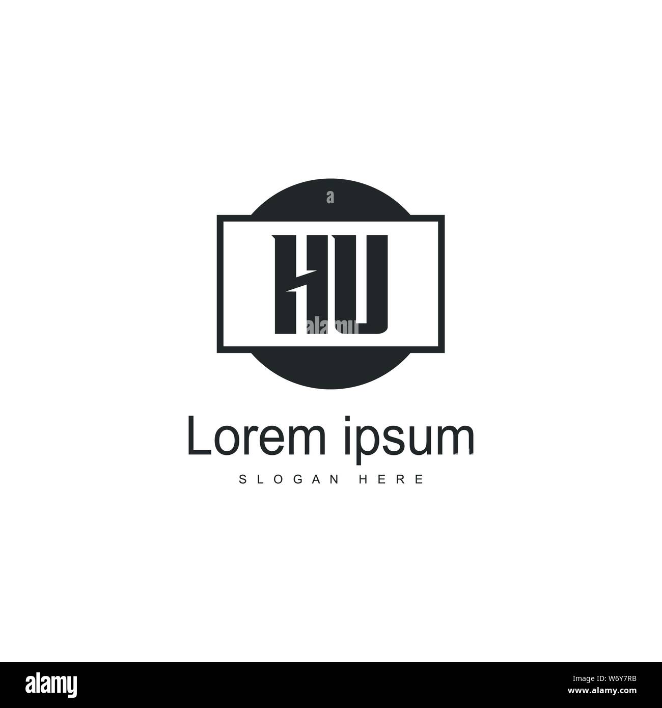 Initial HU logo template with modern frame. Minimalist HU letter logo ...