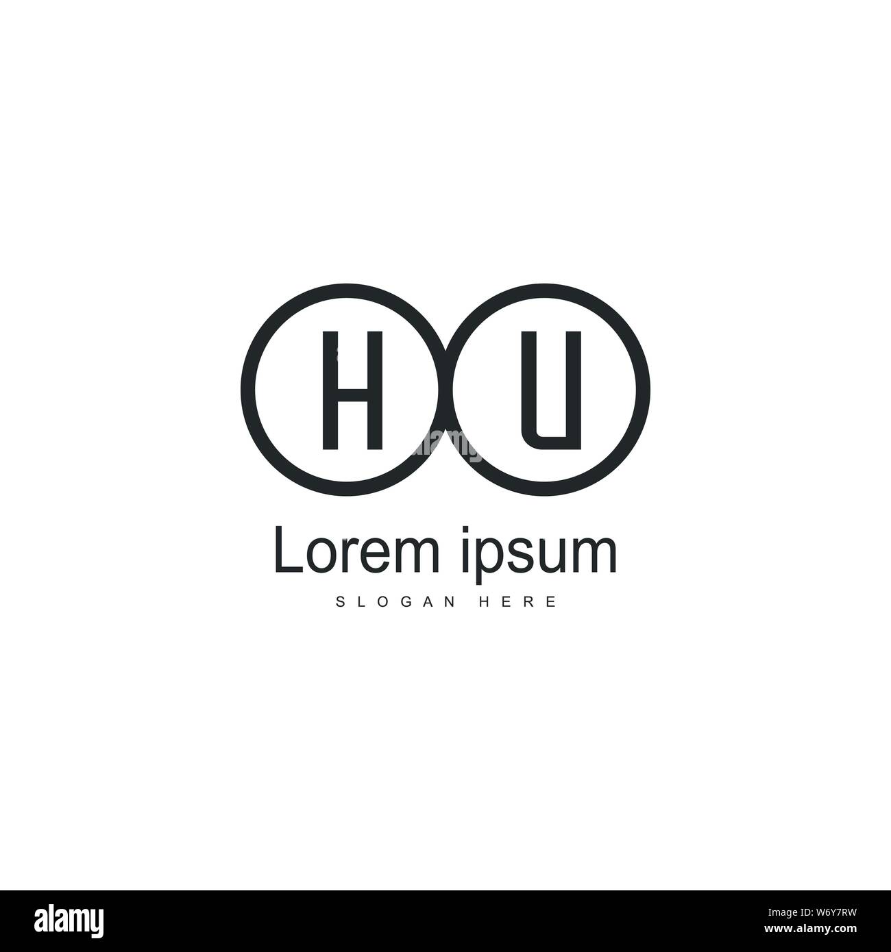 Initial HU logo template with modern frame. Minimalist HU letter logo ...