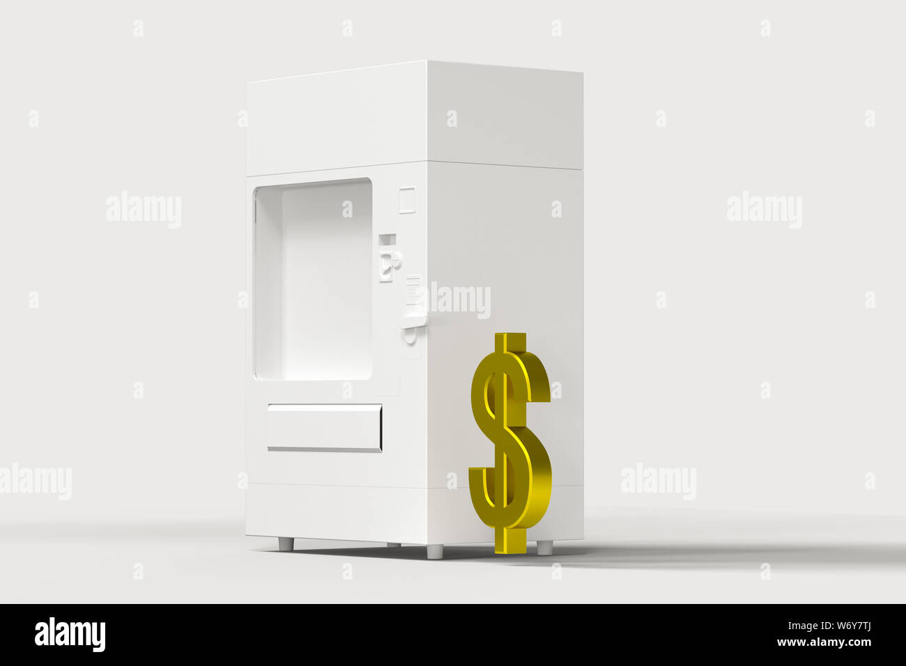 The white model of vending machine and money model, 3d rendering ...