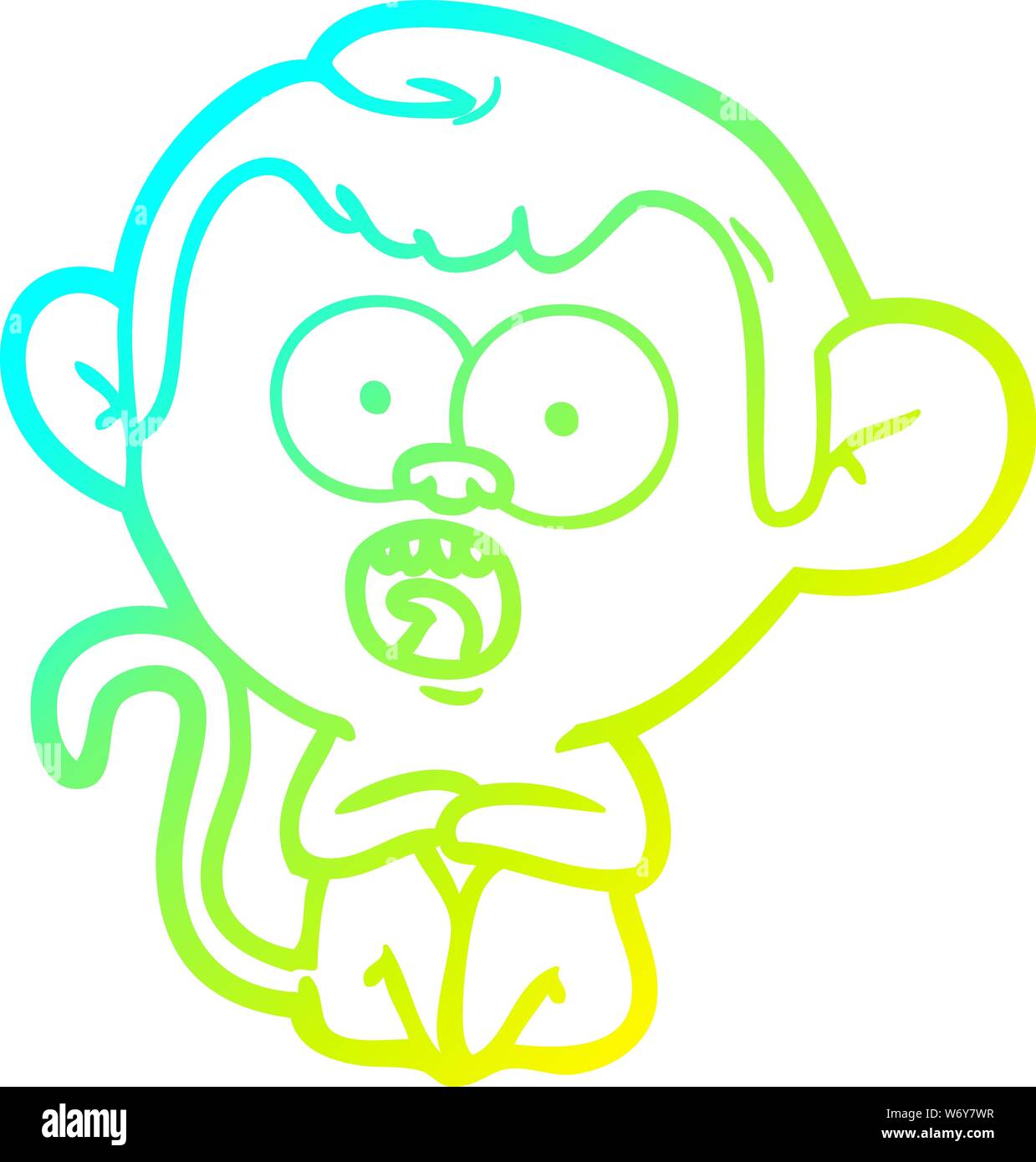 cold gradient line drawing of a cartoon shocked monkey Stock Vector ...