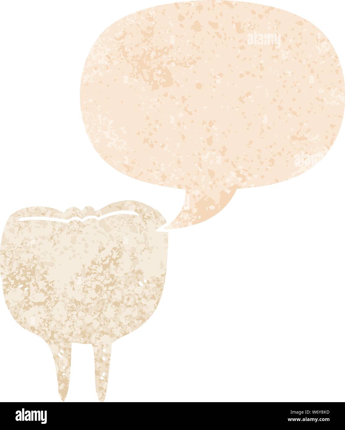 cartoon tooth with speech bubble in grunge distressed retro textured ...