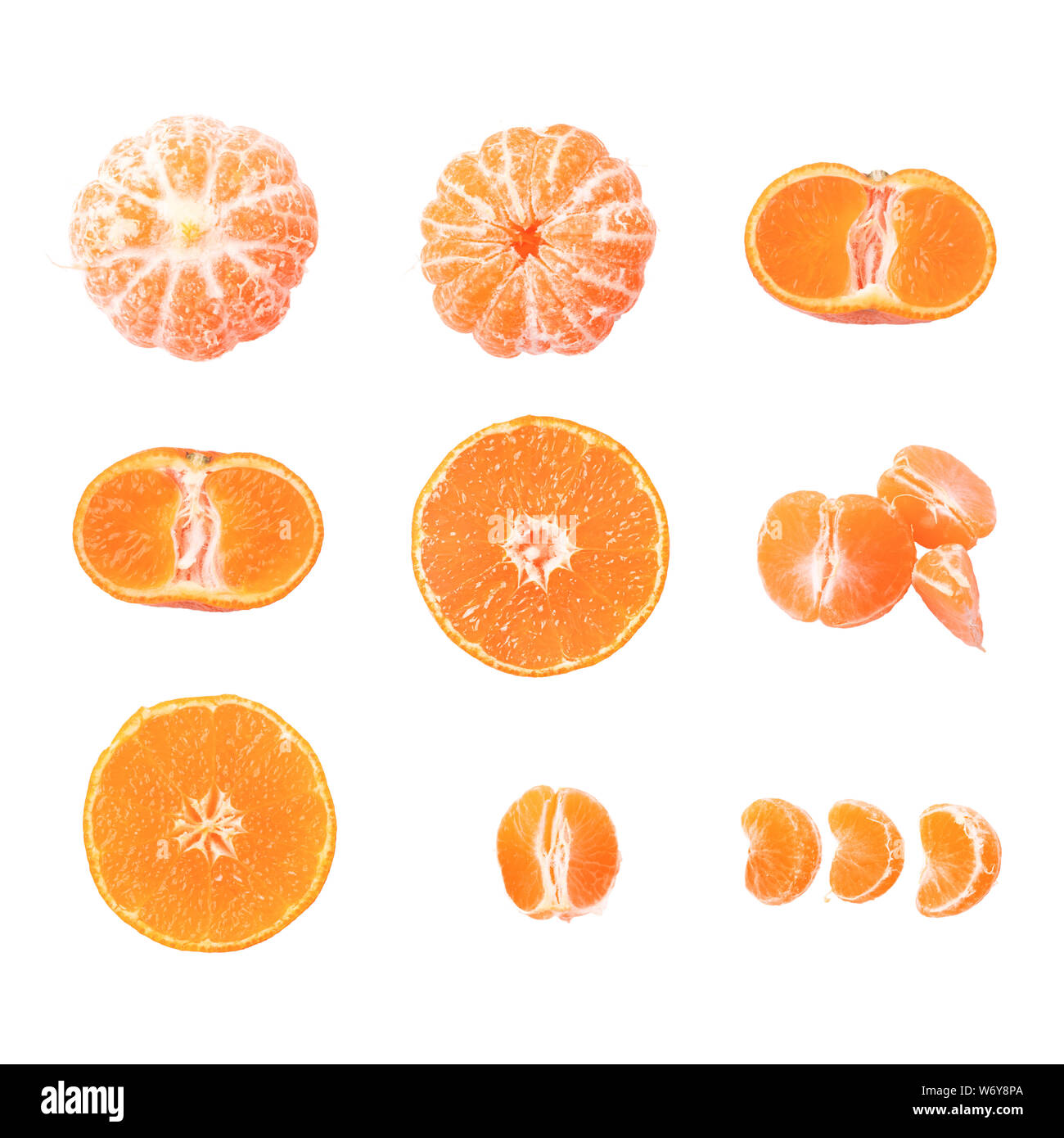 Ripe mandarin set isolated on white background Stock Photo - Alamy