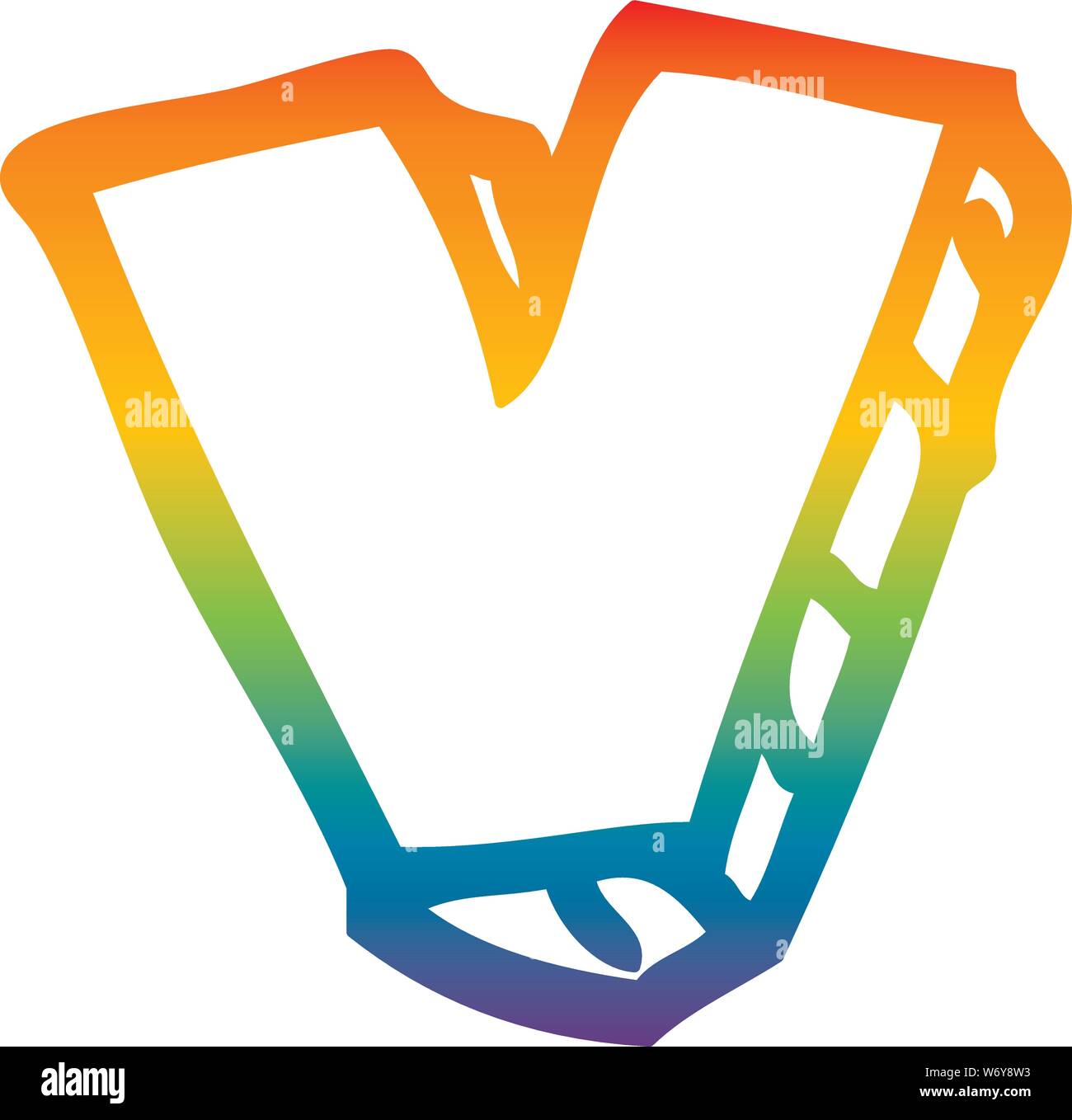 rainbow gradient line drawing of a cartoon letter v Stock Vector Image ...