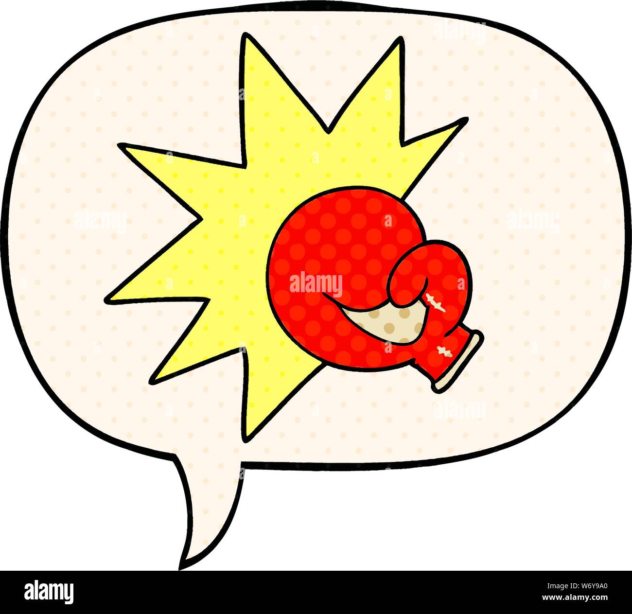 boxing glove cartoon with speech bubble in comic book style Stock ...