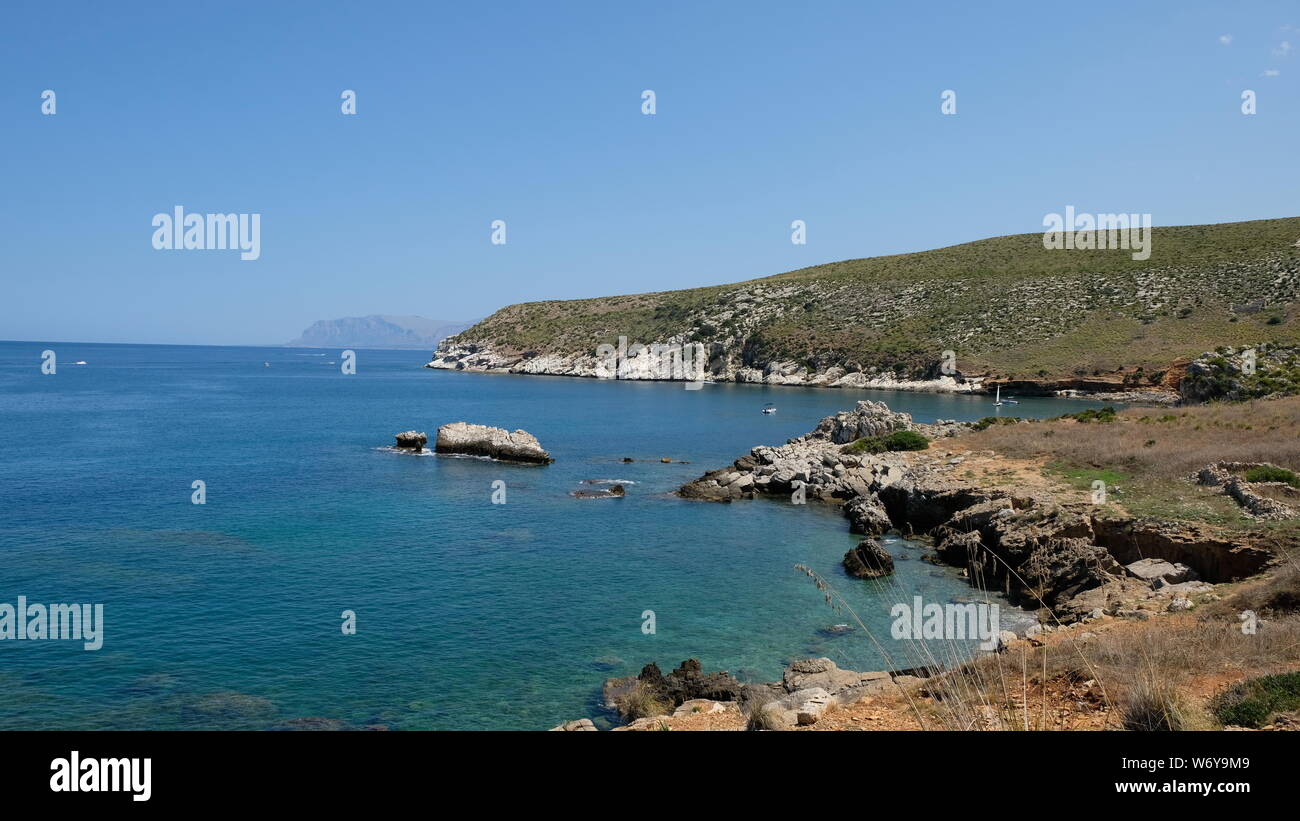 Cala Bianca, Province of Trapani, Sicily. Cala Bianca is a hidden ...