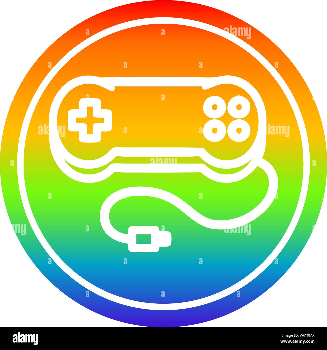 console game controller circular icon with rainbow gradient finish ...