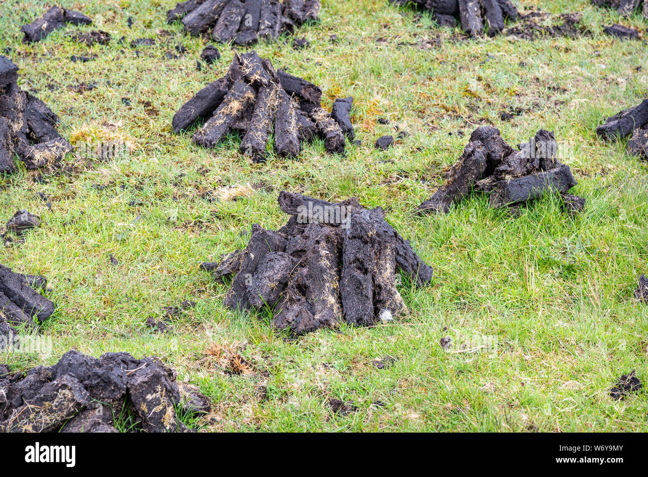 Peat Stacks Drying, Co Donegal, Ireland Stock Photo - Alamy