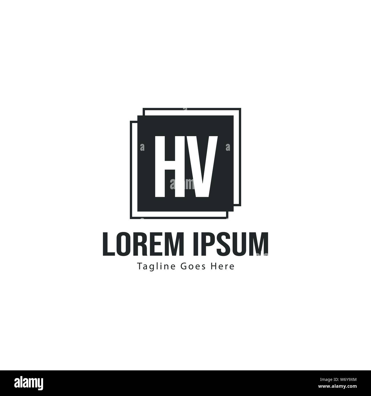 Initial HV logo template with modern frame. Minimalist HV letter logo ...