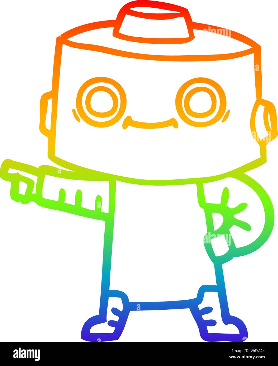 rainbow gradient line drawing of a cartoon robot Stock Vector Image ...