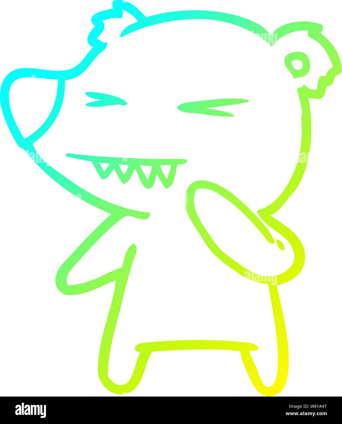 cold gradient line drawing of a angry polar bear cartoon Stock Vector ...