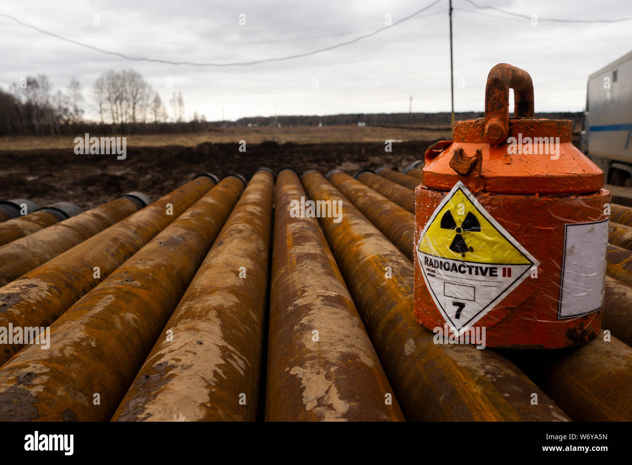 Danger. Radiation contamination grunge zone Stock Photo - Alamy