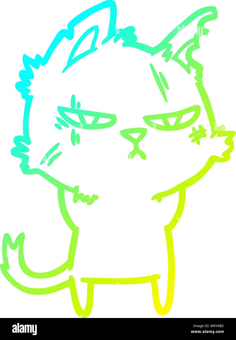 cold gradient line drawing of a tough cartoon cat Stock Vector Image ...