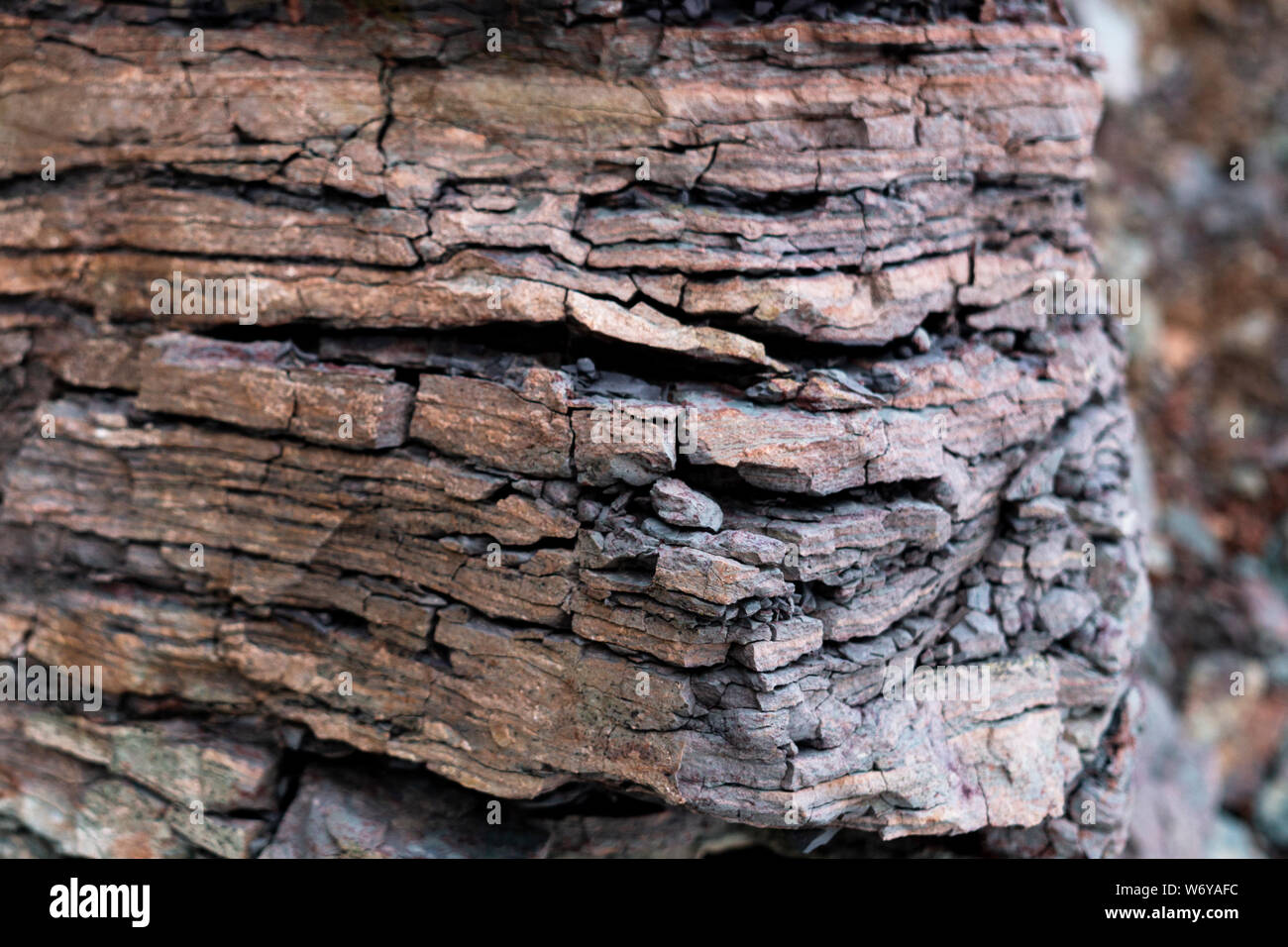 Soil cut-sandstone, stones, clay, sand structure and layers. slice of ...