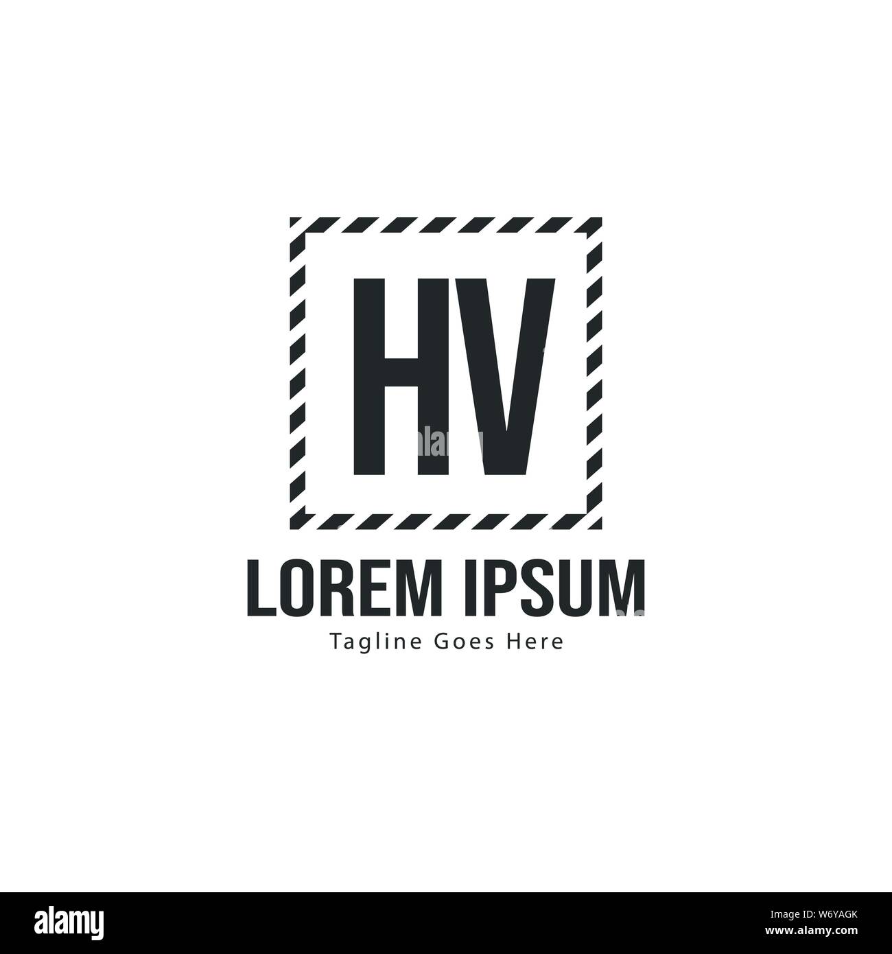 Initial HV logo template with modern frame. Minimalist HV letter logo ...