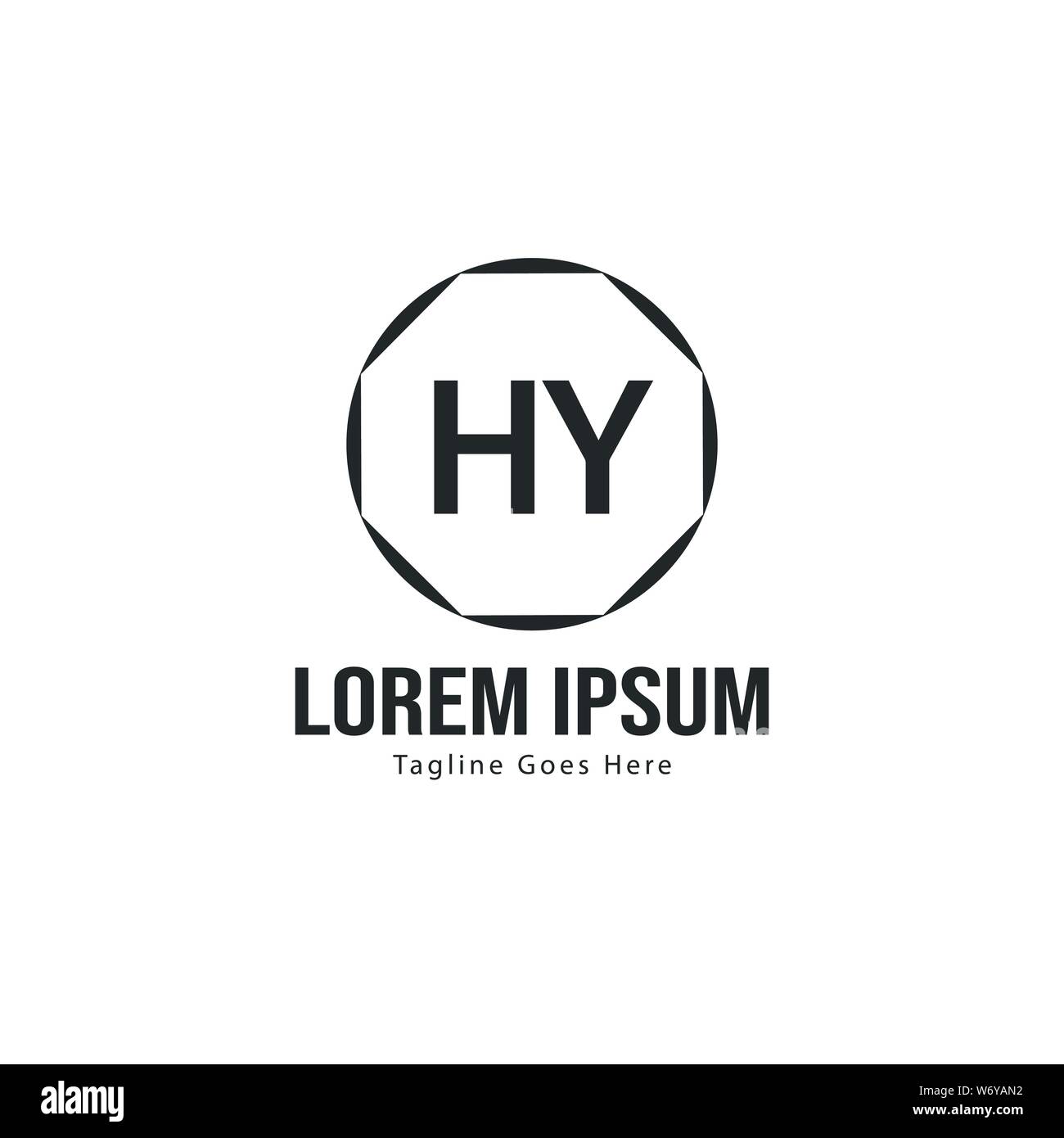 Initial HY logo template with modern frame. Minimalist HY letter logo ...