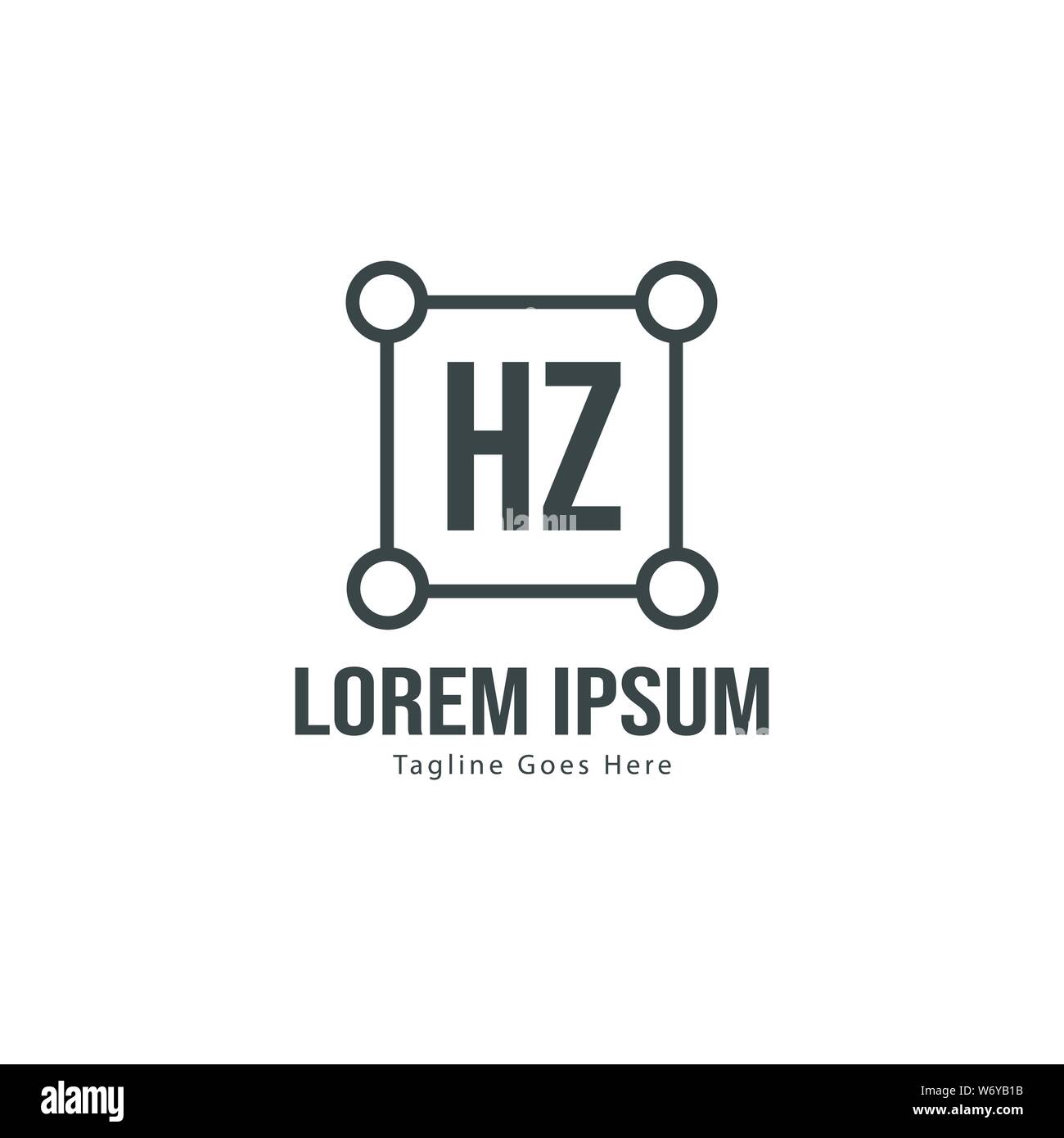 Initial HZ logo template with modern frame. Minimalist HZ letter logo ...