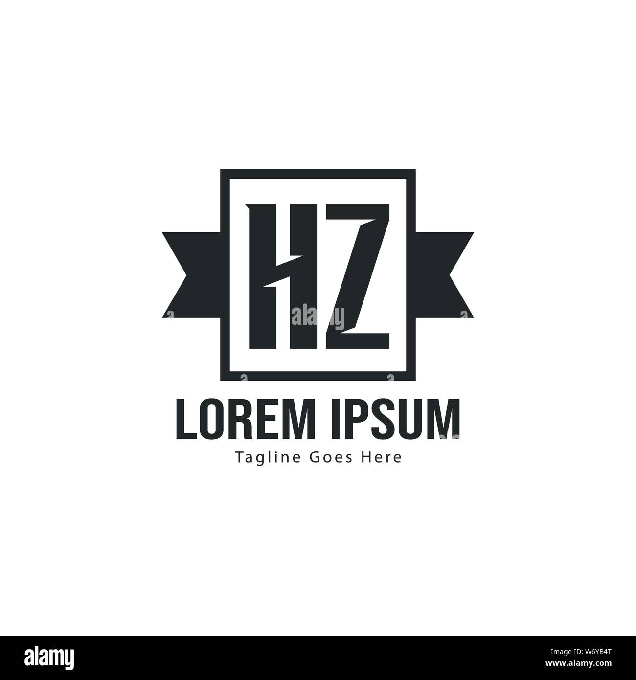 Initial HZ logo template with modern frame. Minimalist HZ letter logo ...