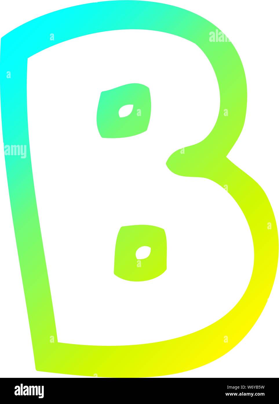 cold gradient line drawing of a cartoon letter b Stock Vector Image ...