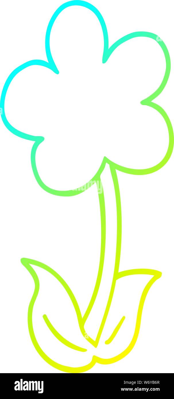 cold gradient line drawing of a cute cartoon flower Stock Vector Image ...