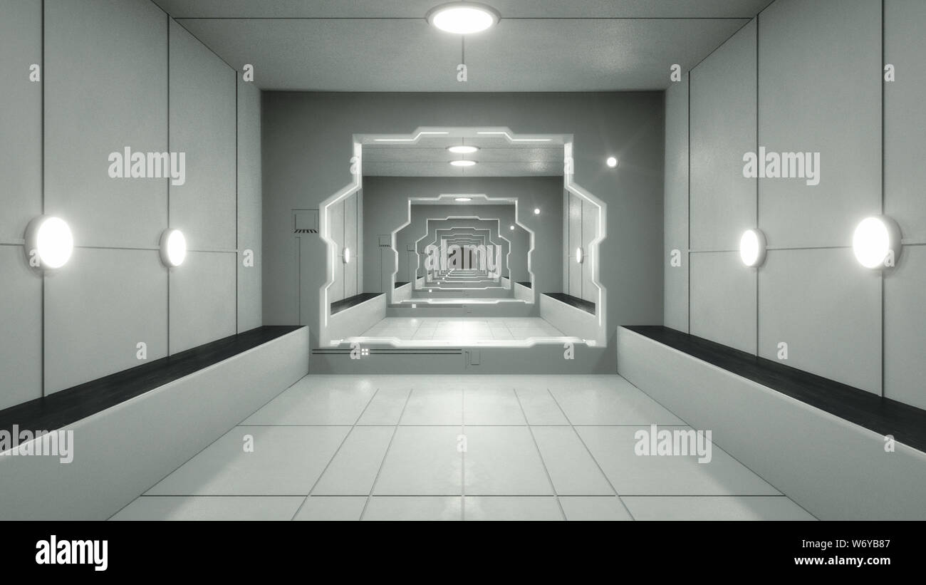 3d render. Futuristic room interior concept Stock Photo - Alamy