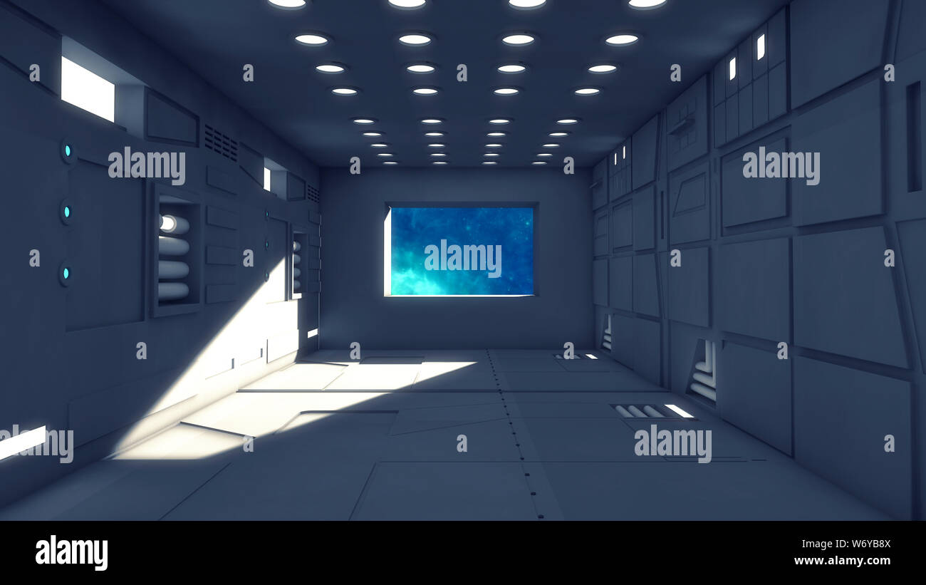 3d render. Futuristic room interior concept Stock Photo - Alamy
