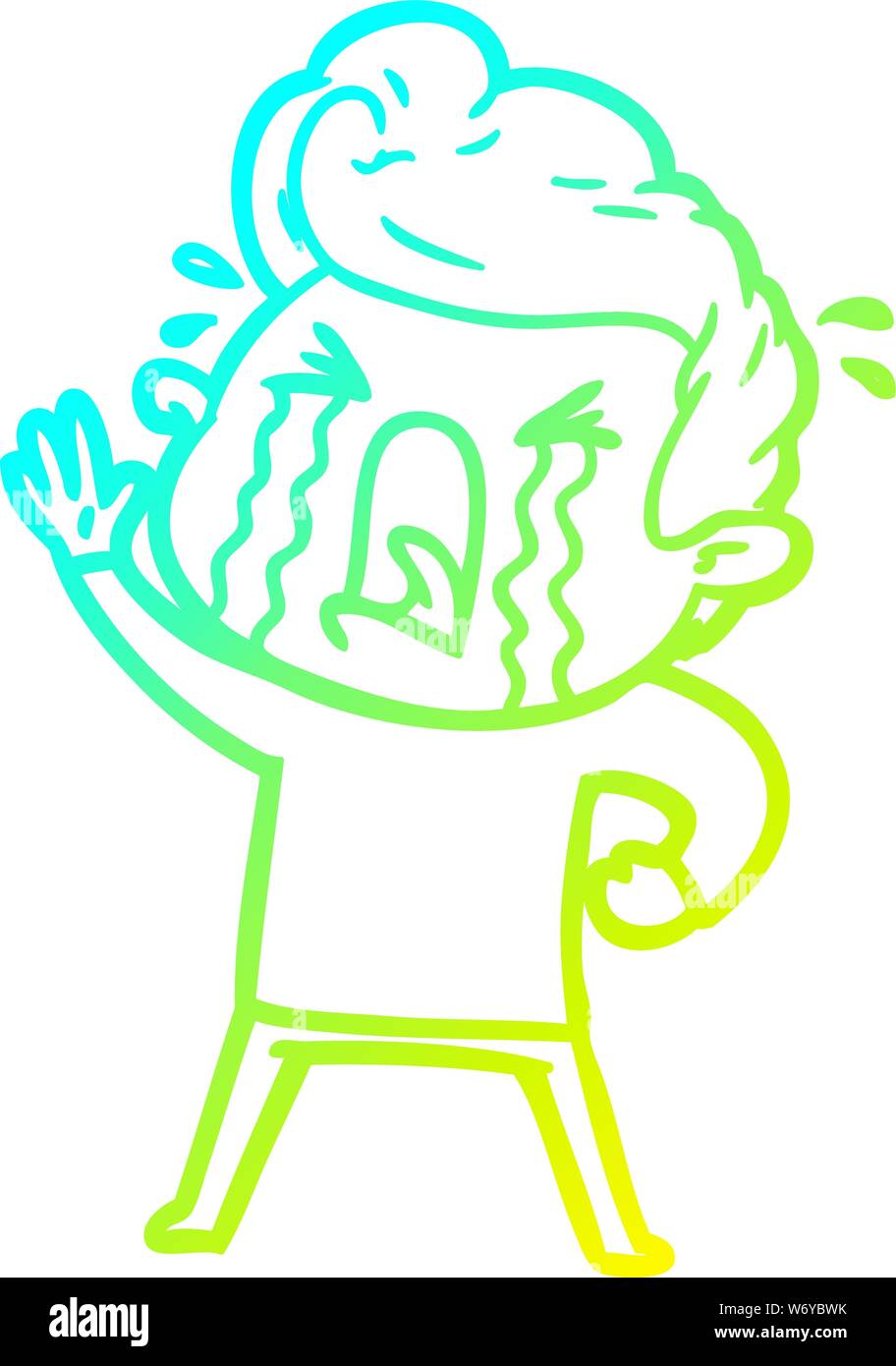 cold gradient line drawing of a cartoon crying man Stock Vector Image ...