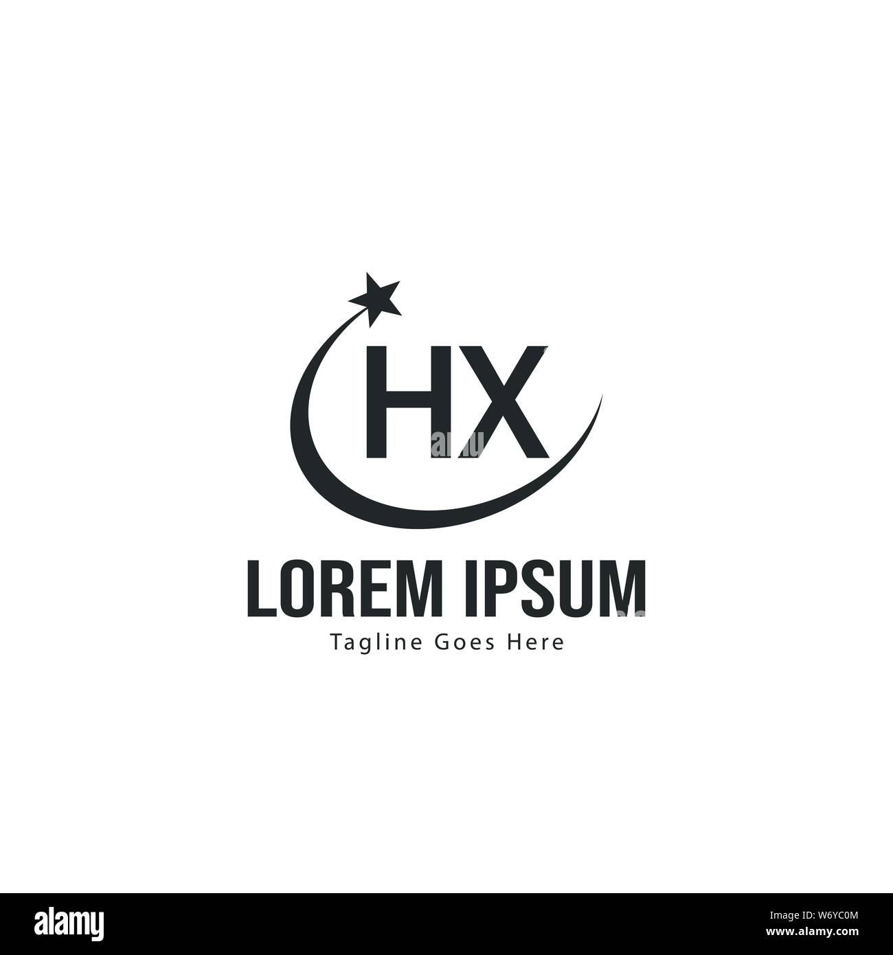Initial HX logo template with modern frame. Minimalist HX letter logo ...