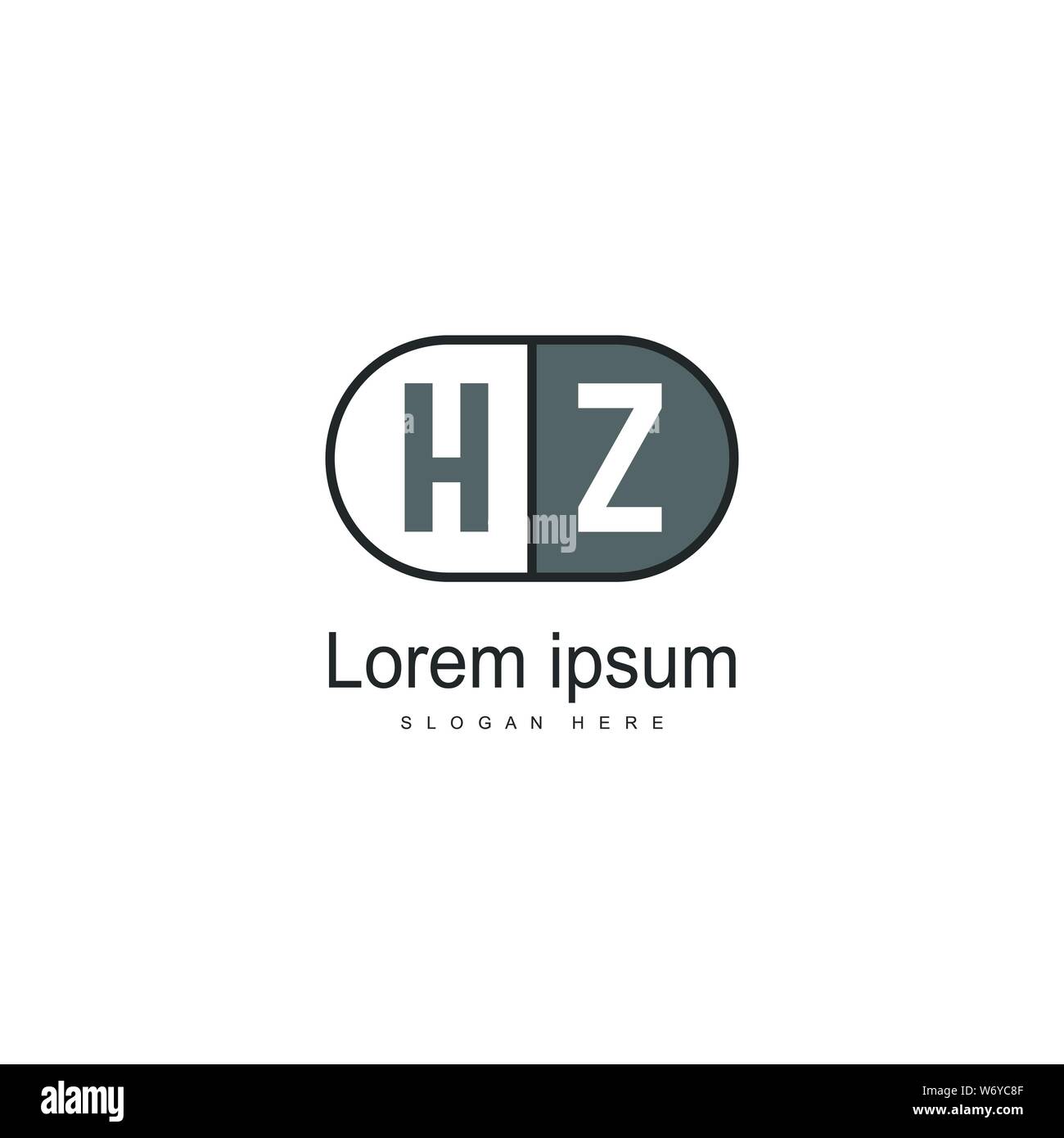 Initial HZ logo template with modern frame. Minimalist HZ letter logo ...