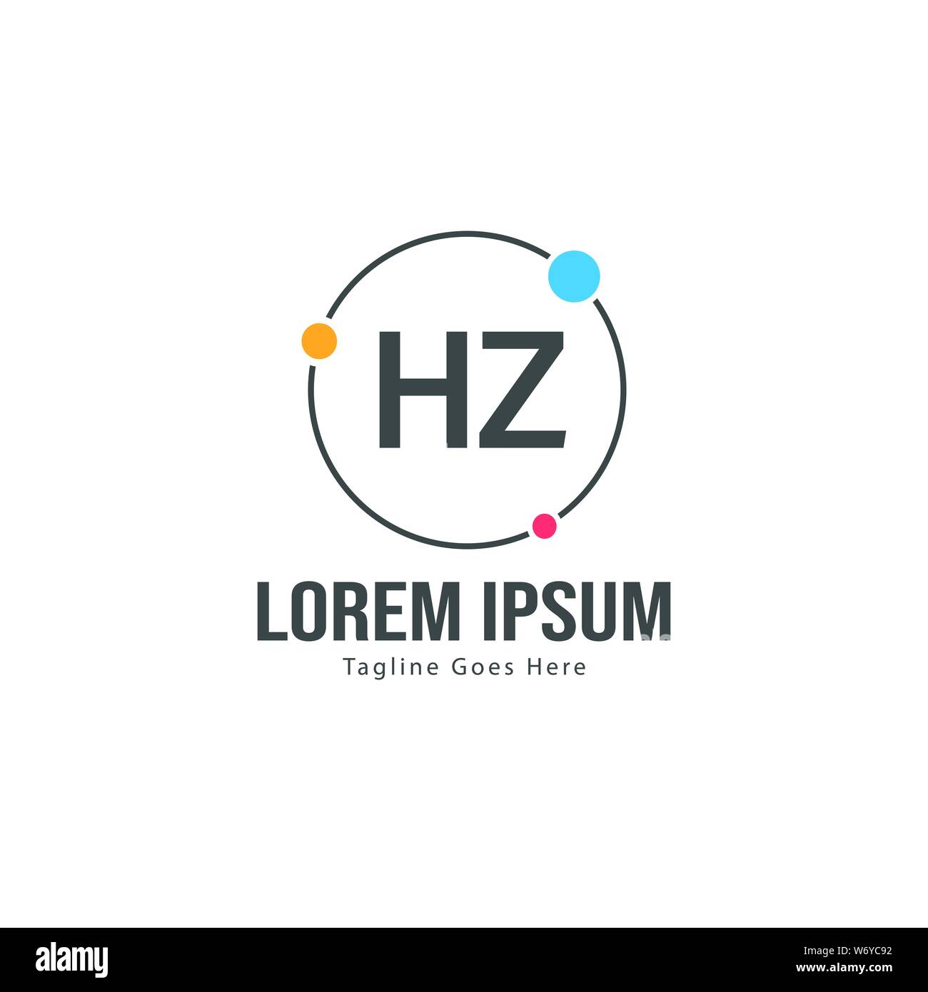 Initial HZ logo template with modern frame. Minimalist HZ letter logo ...