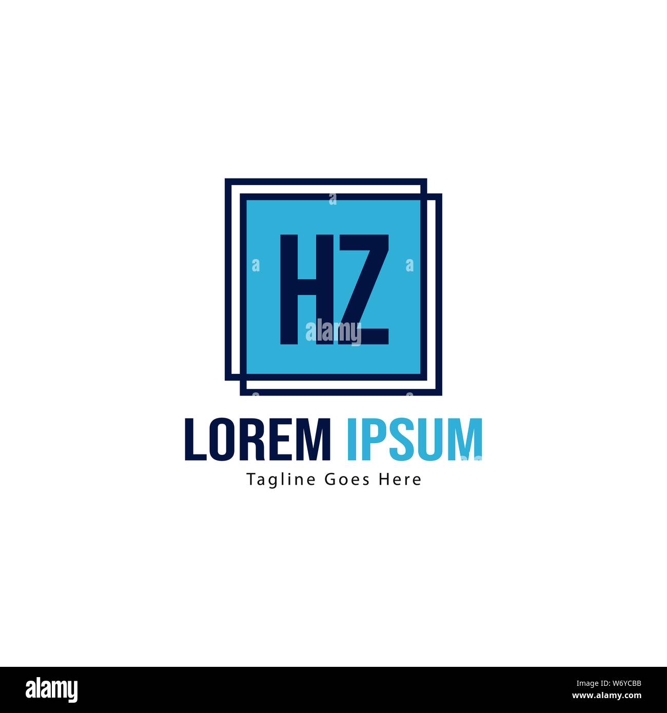 Initial HZ logo template with modern frame. Minimalist HZ letter logo ...