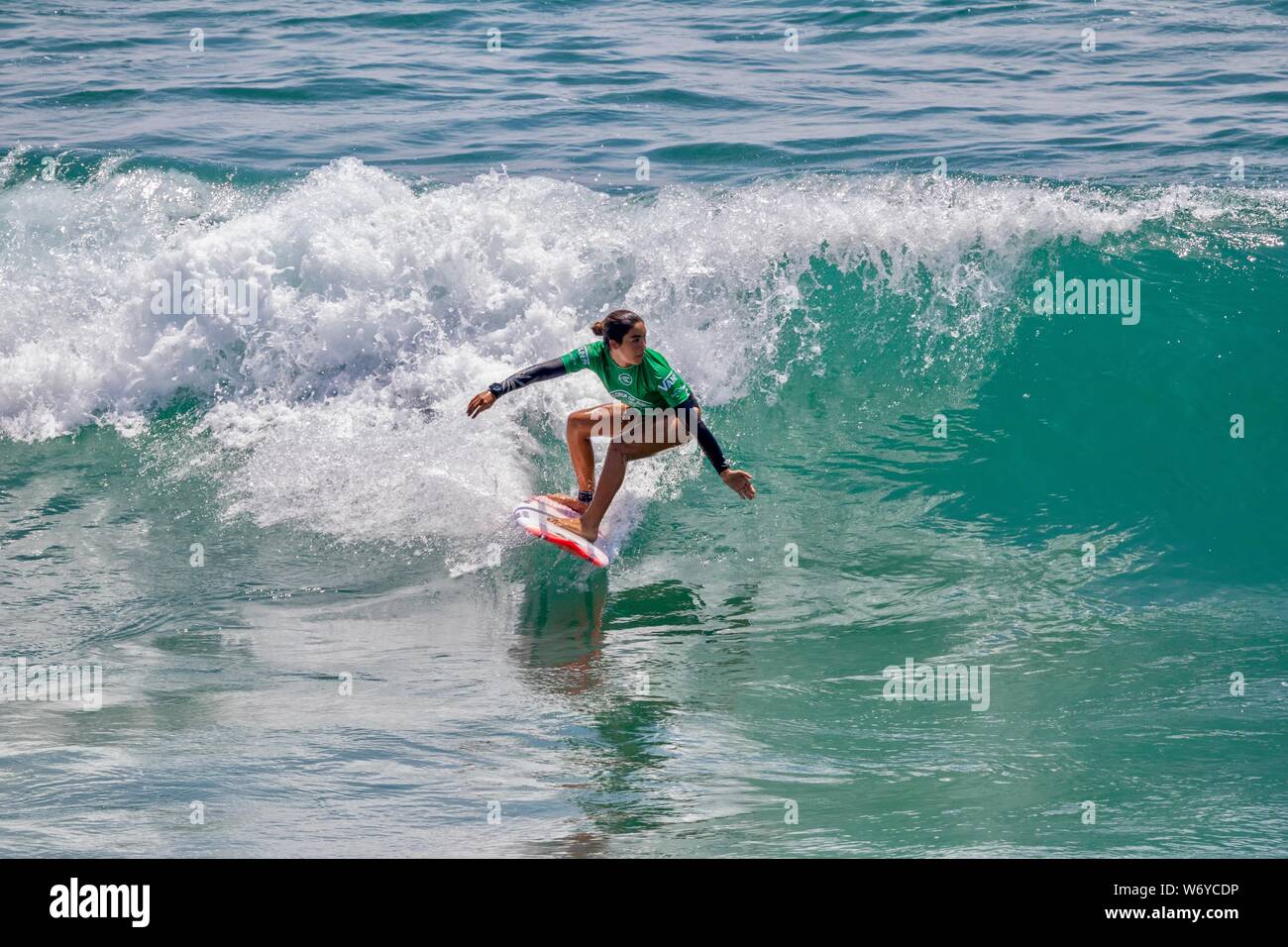 Sol Aguirre of Peru competes in the Vans US Open of Surfing 2019 Stock ...
