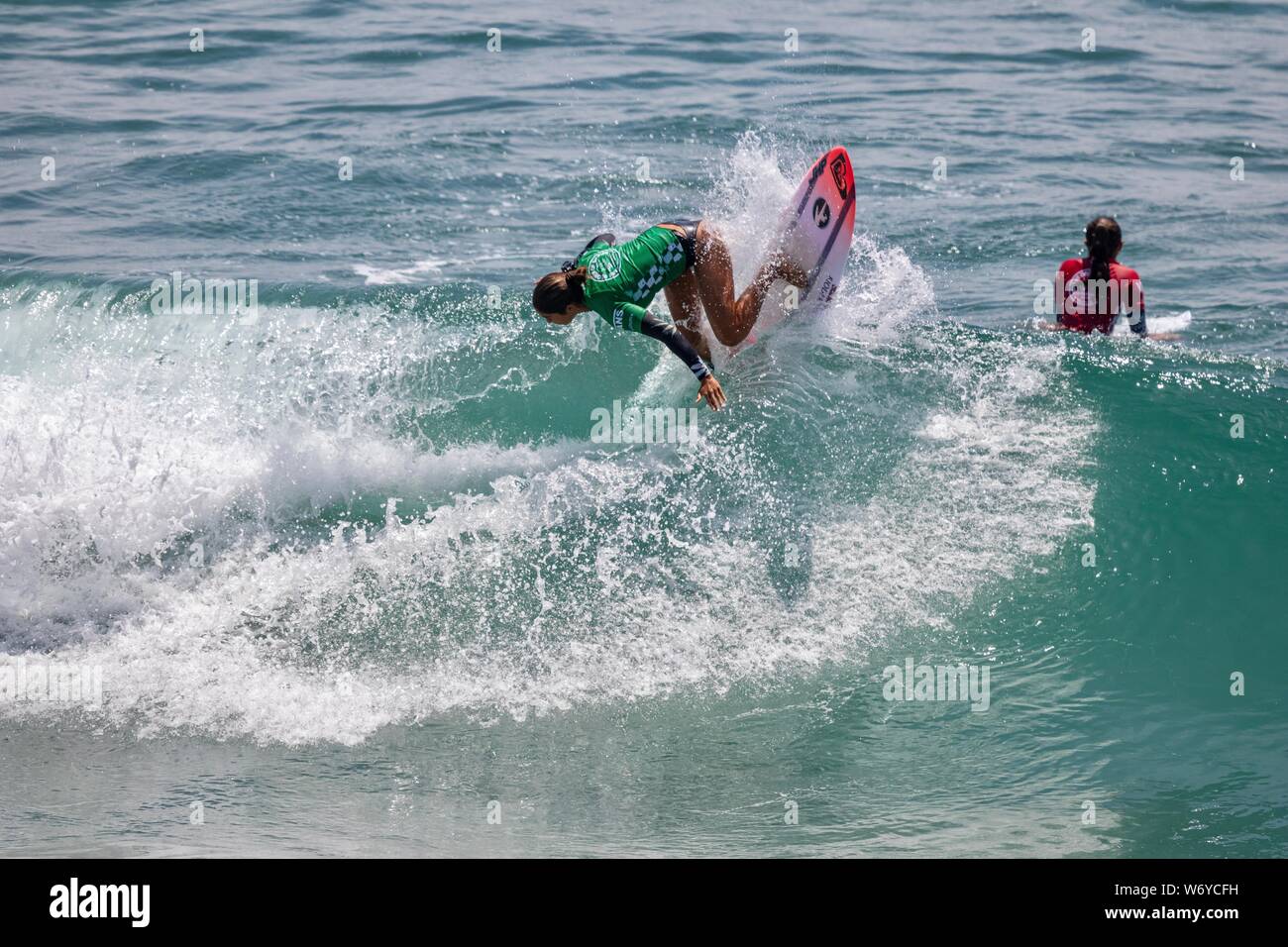 Sol Aguirre of Peru competes in the Vans US Open of Surfing 2019 Stock ...