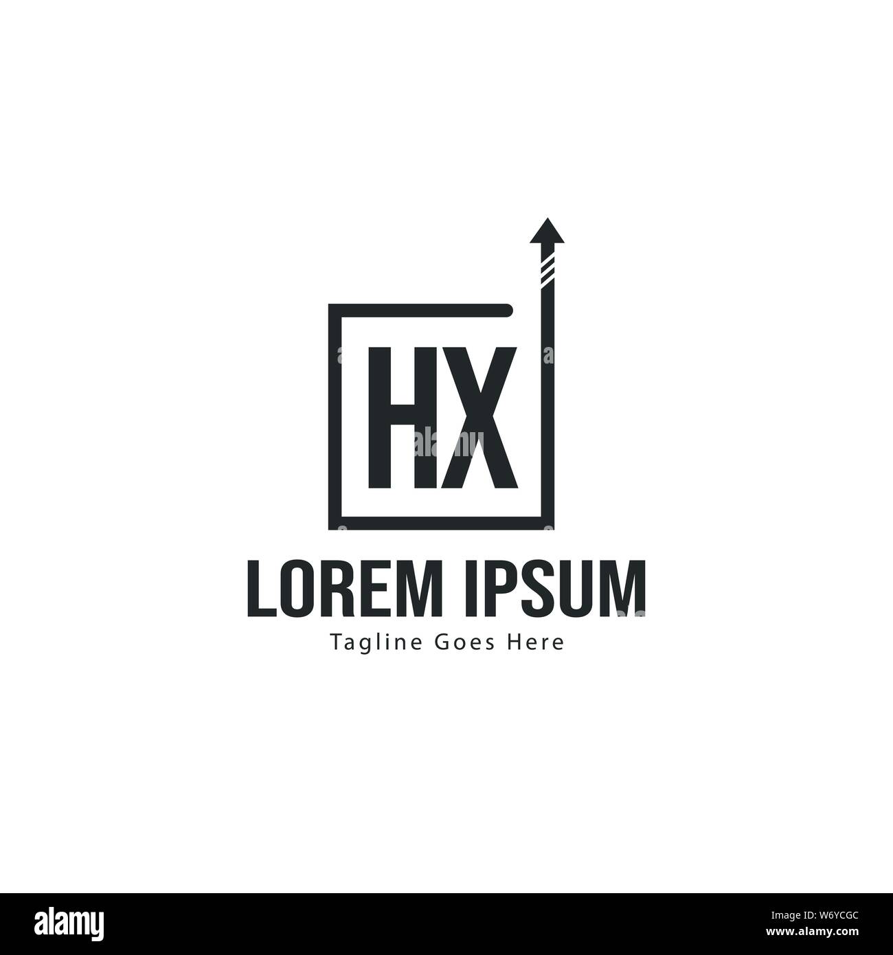 Initial HX logo template with modern frame. Minimalist HX letter logo ...