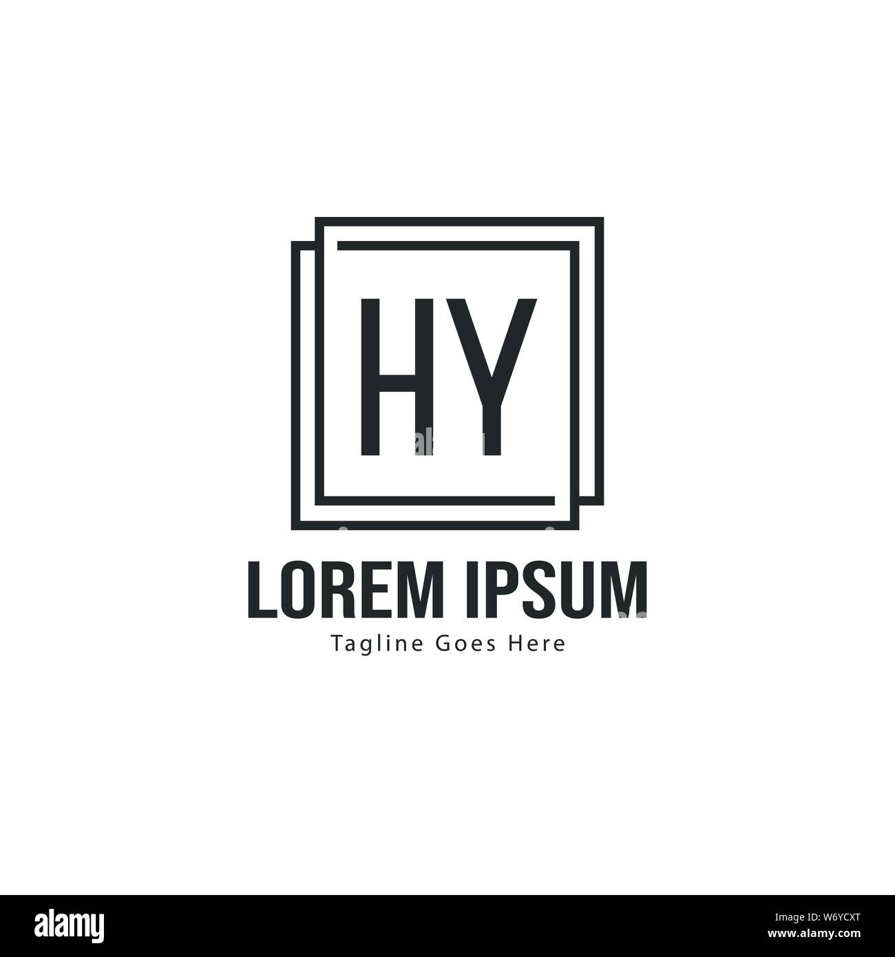 Initial HY logo template with modern frame. Minimalist HY letter logo ...