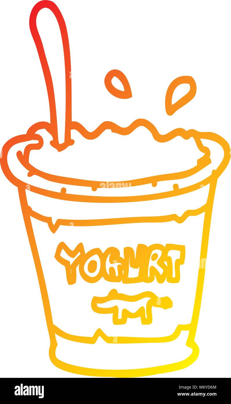 warm gradient line drawing of a cartoon yogurt Stock Vector Image & Art ...