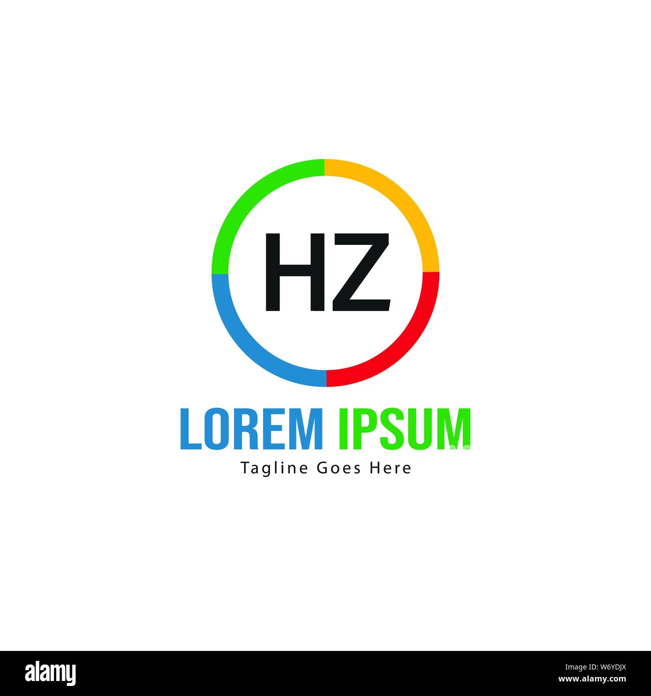 Initial HZ logo template with modern frame. Minimalist HZ letter logo ...
